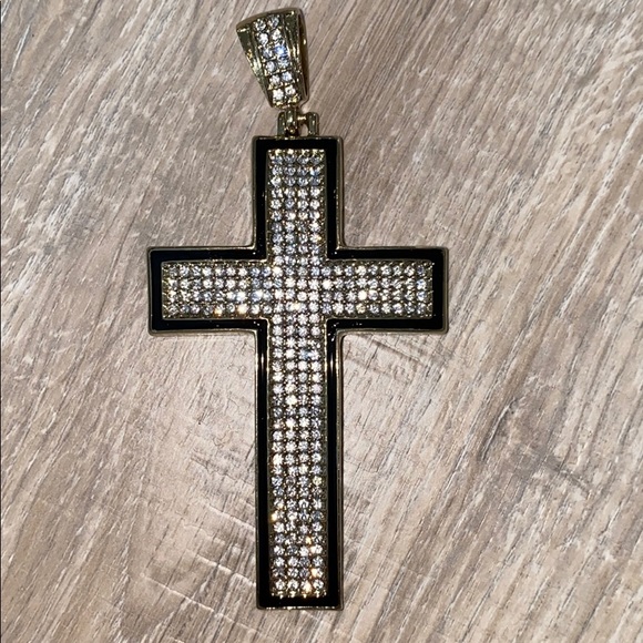Accessories | Mens Big Bulky Cuban Cross Gold Silver Pendant | Poshmark